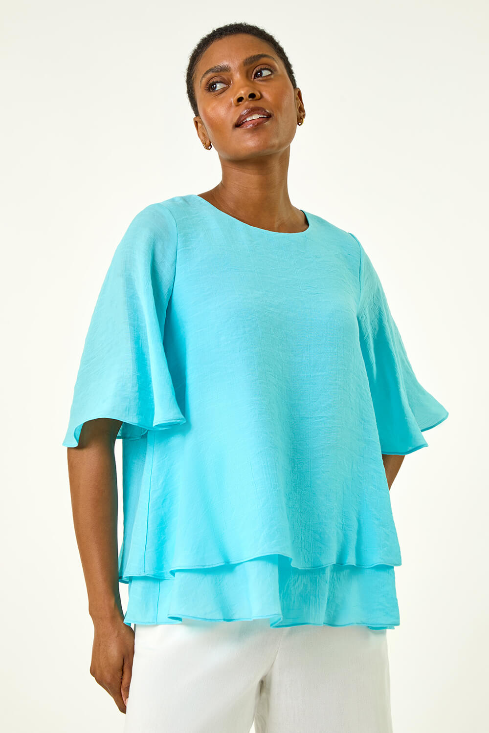 Aqua Double Layered Tunic Top | Roman UK