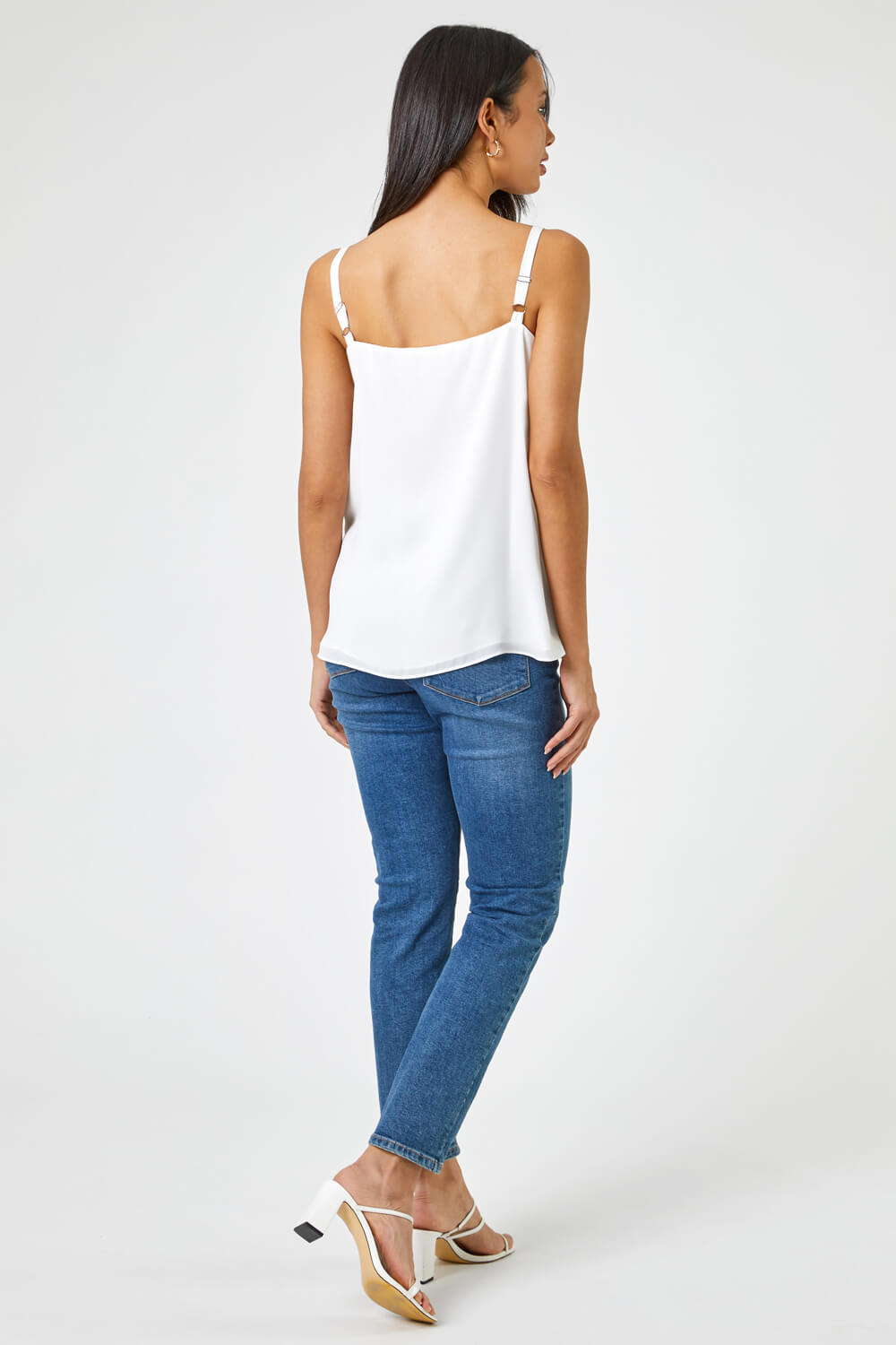 Plain Cami Vest Top in Ivory - Roman Originals UK