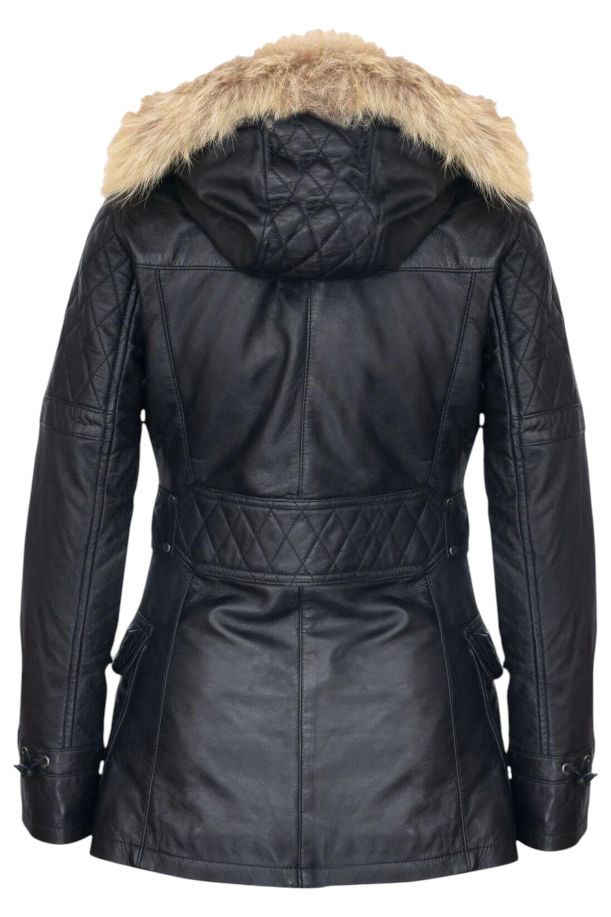 Lamb Leather Parka Fur Hood Jacket