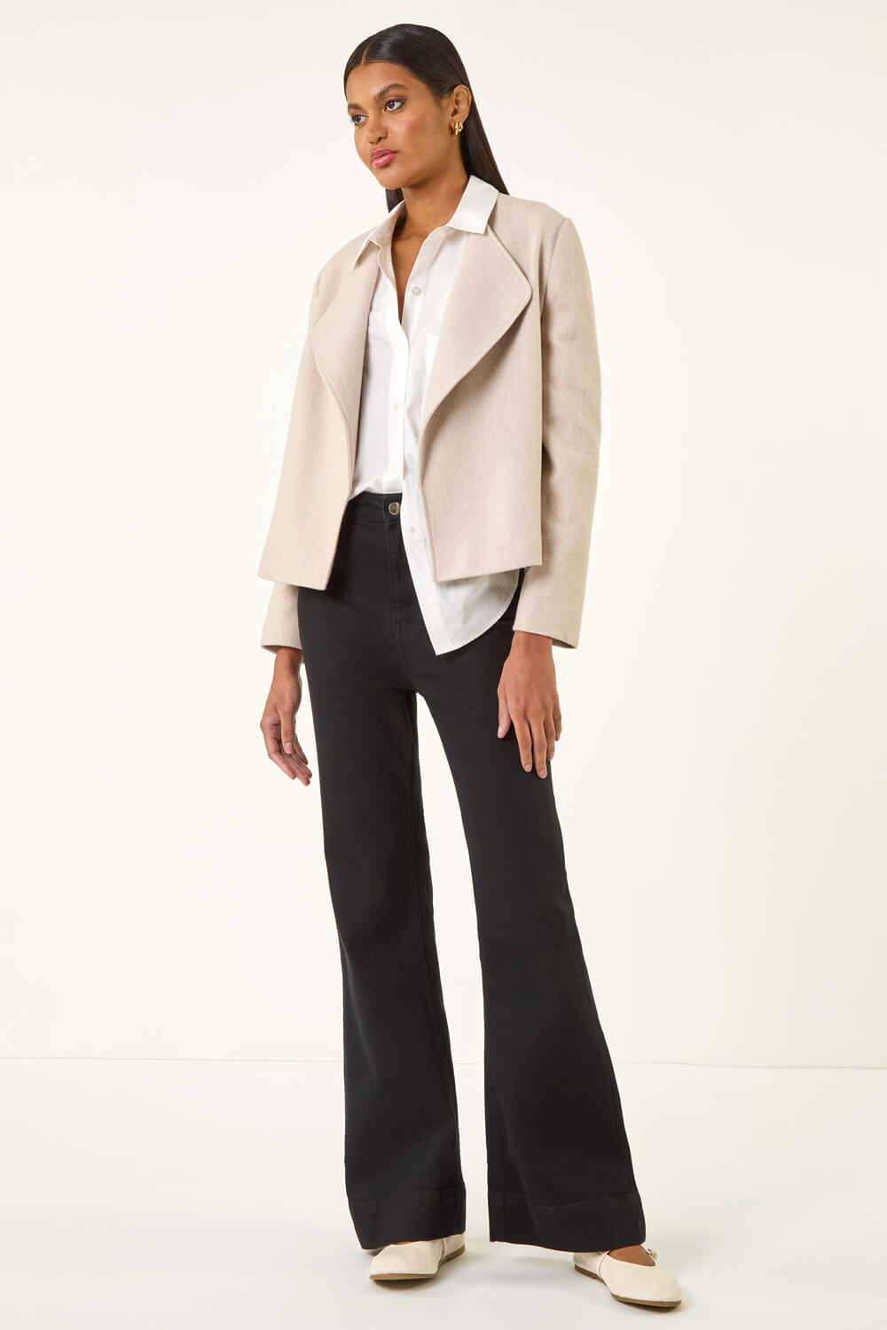 Biscuit Waterfall Edge Jacket | Roman UK