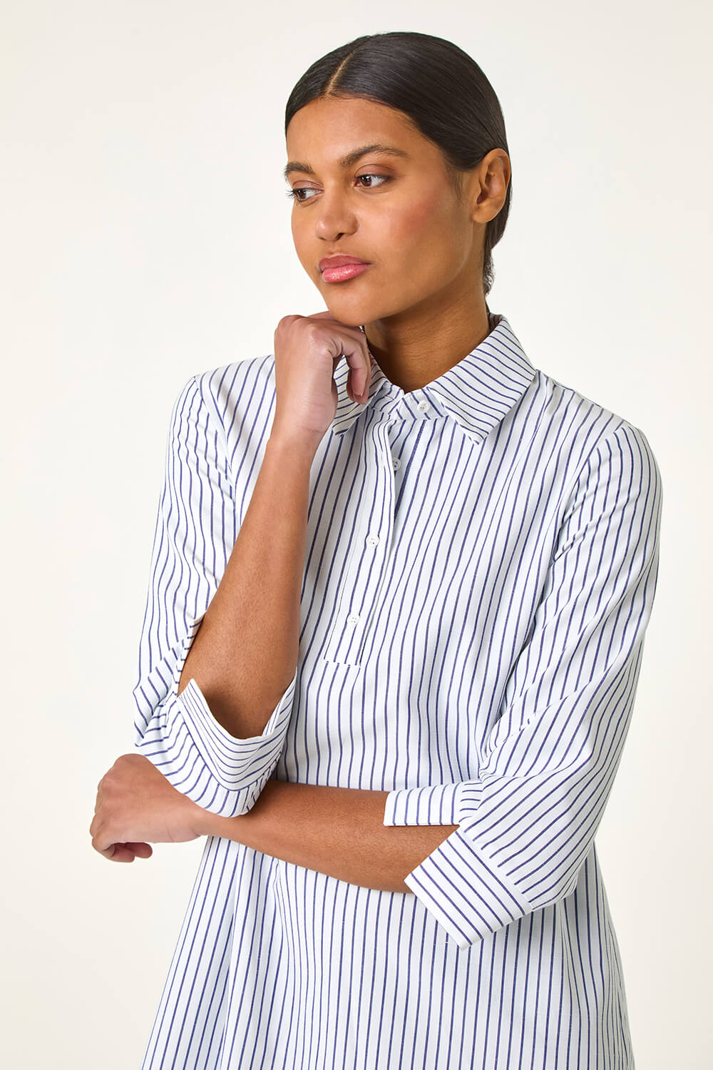 Light Blue Pinstripe Shirt Dress | Roman UK