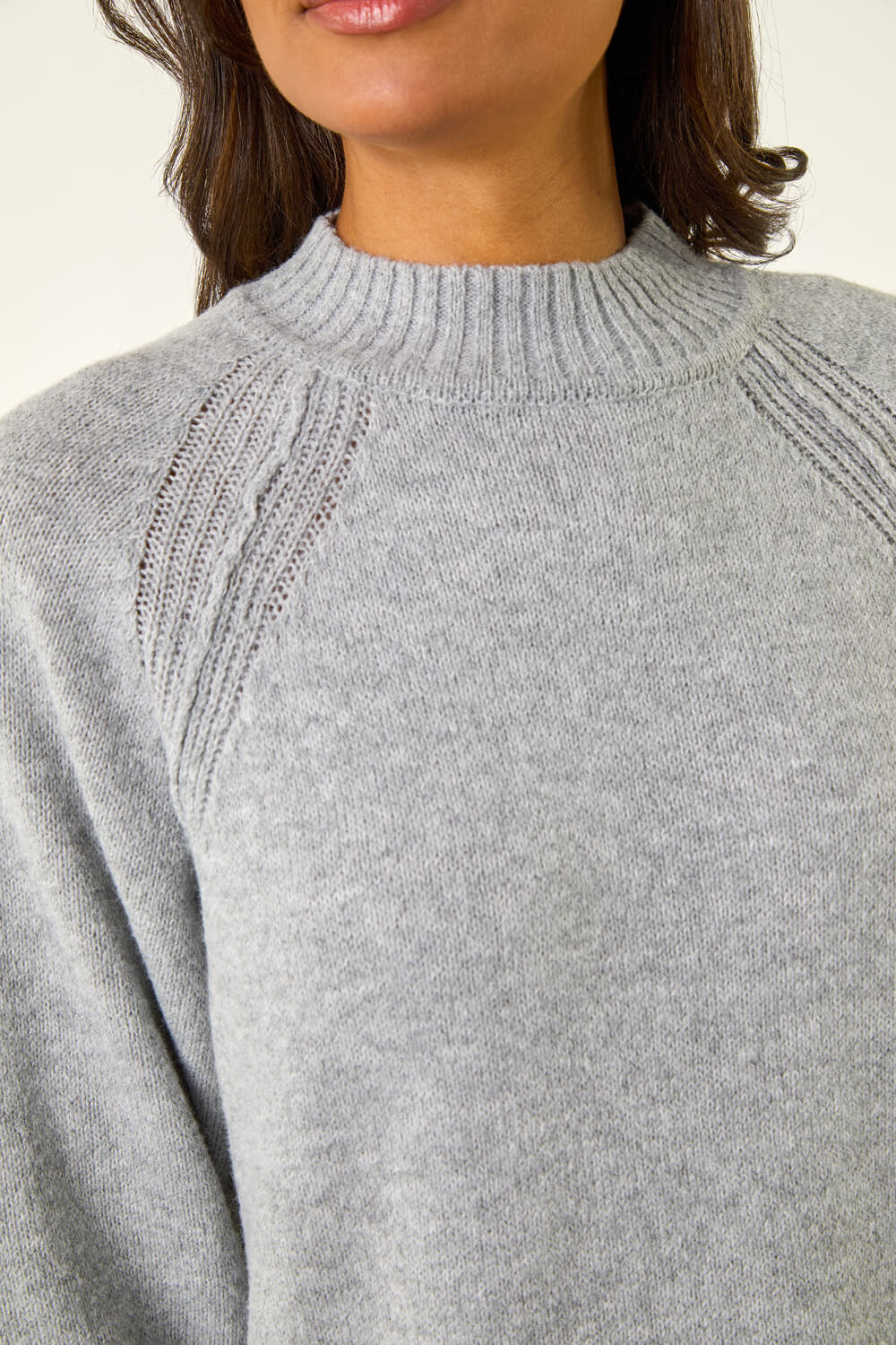 Light Grey High Neck Ribbed Knit Dress | Roman UK