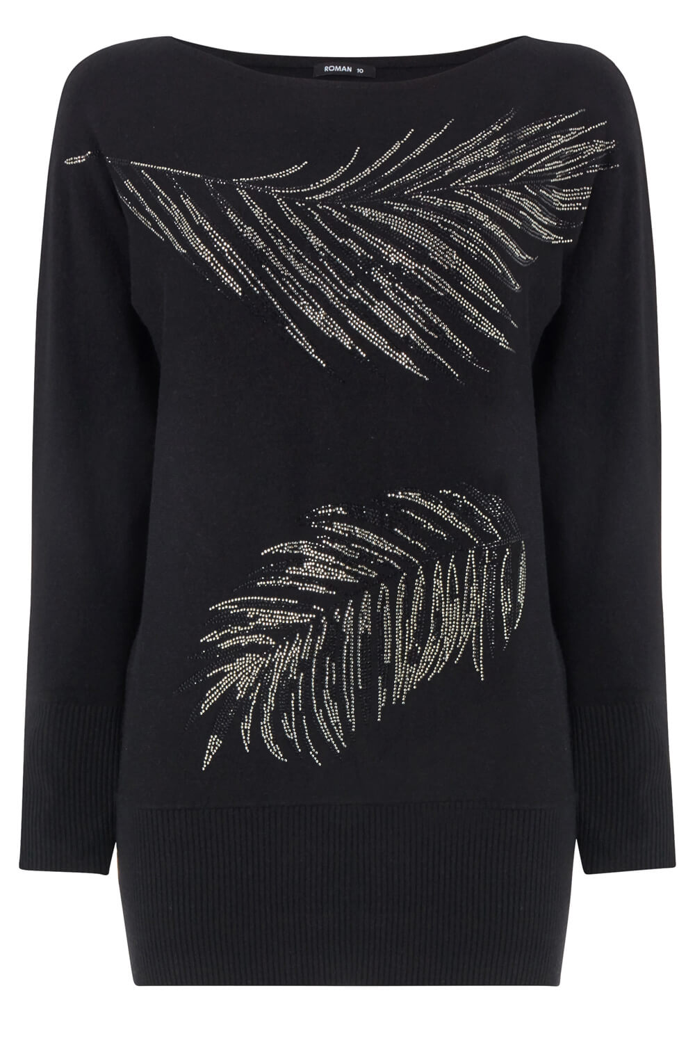 Feather Batwing Jumper in Black - Roman Originals UK
