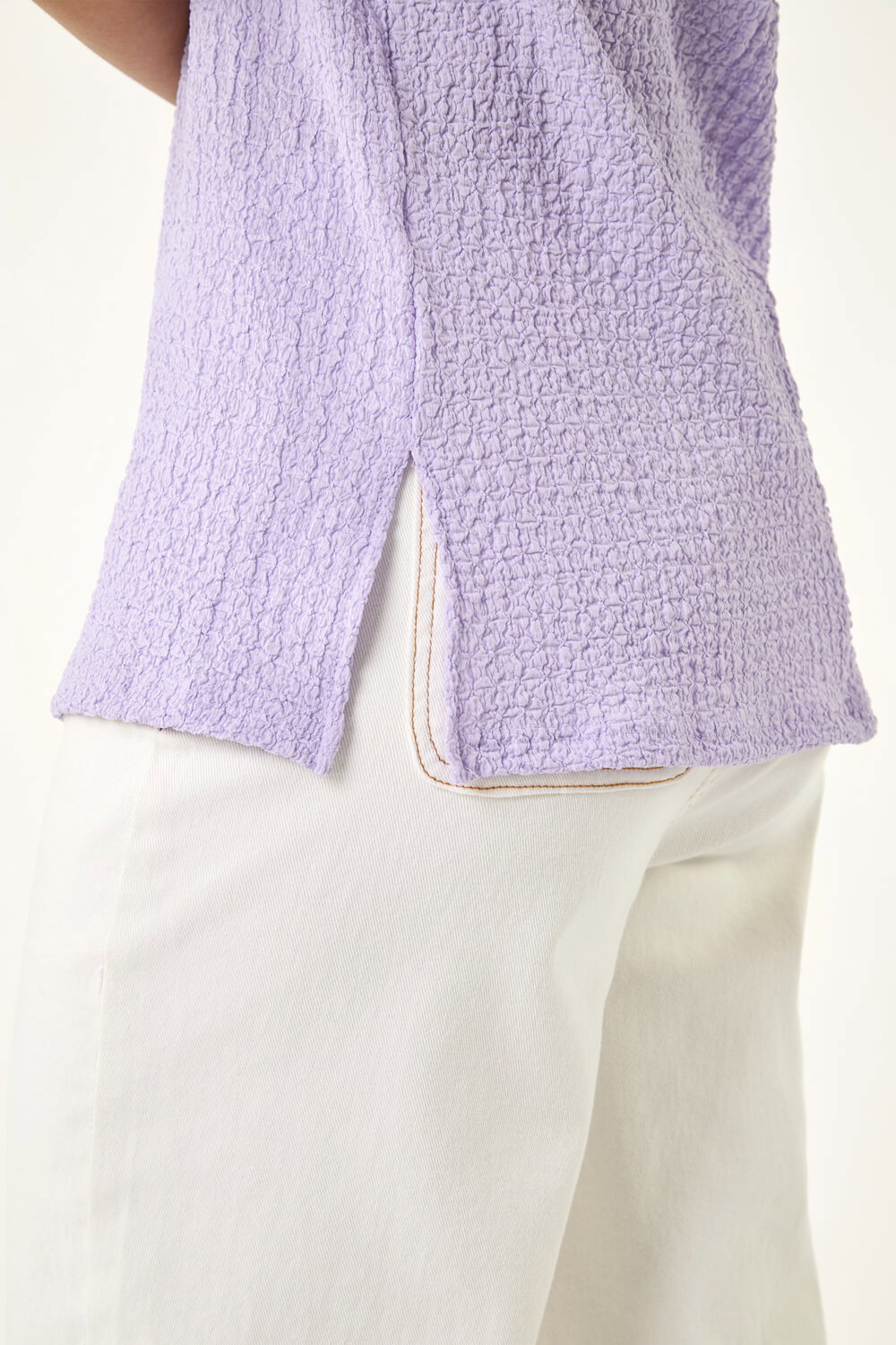 Lilac Dusk Textured Stretch Top | Roman UK