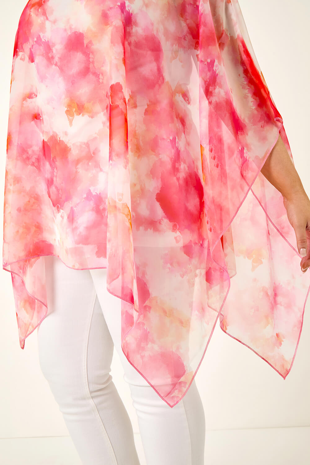 Pink Curve Watercolour Print Overlay Top | Roman UK