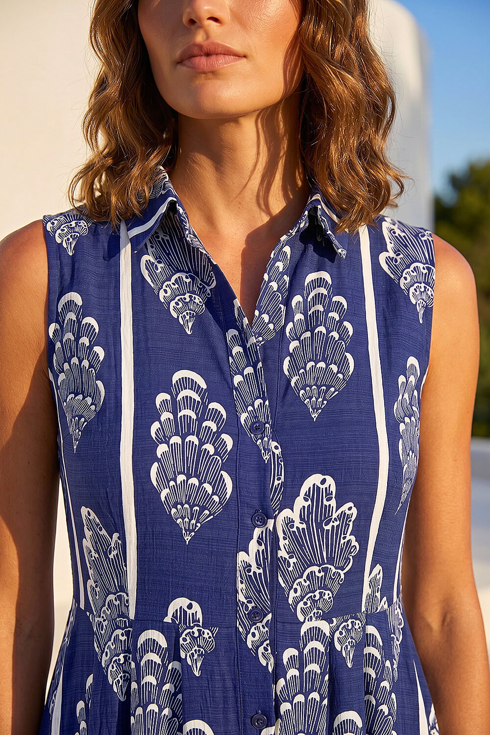 Navy Petite Shell Print Dress | Petite UK