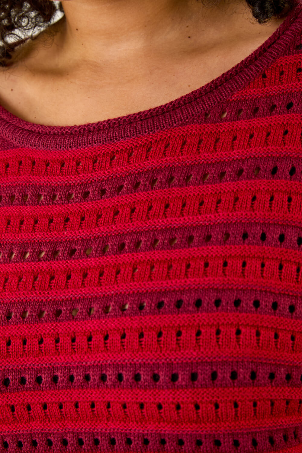 Red Curve Crochet Stripe Knit | Roman UK