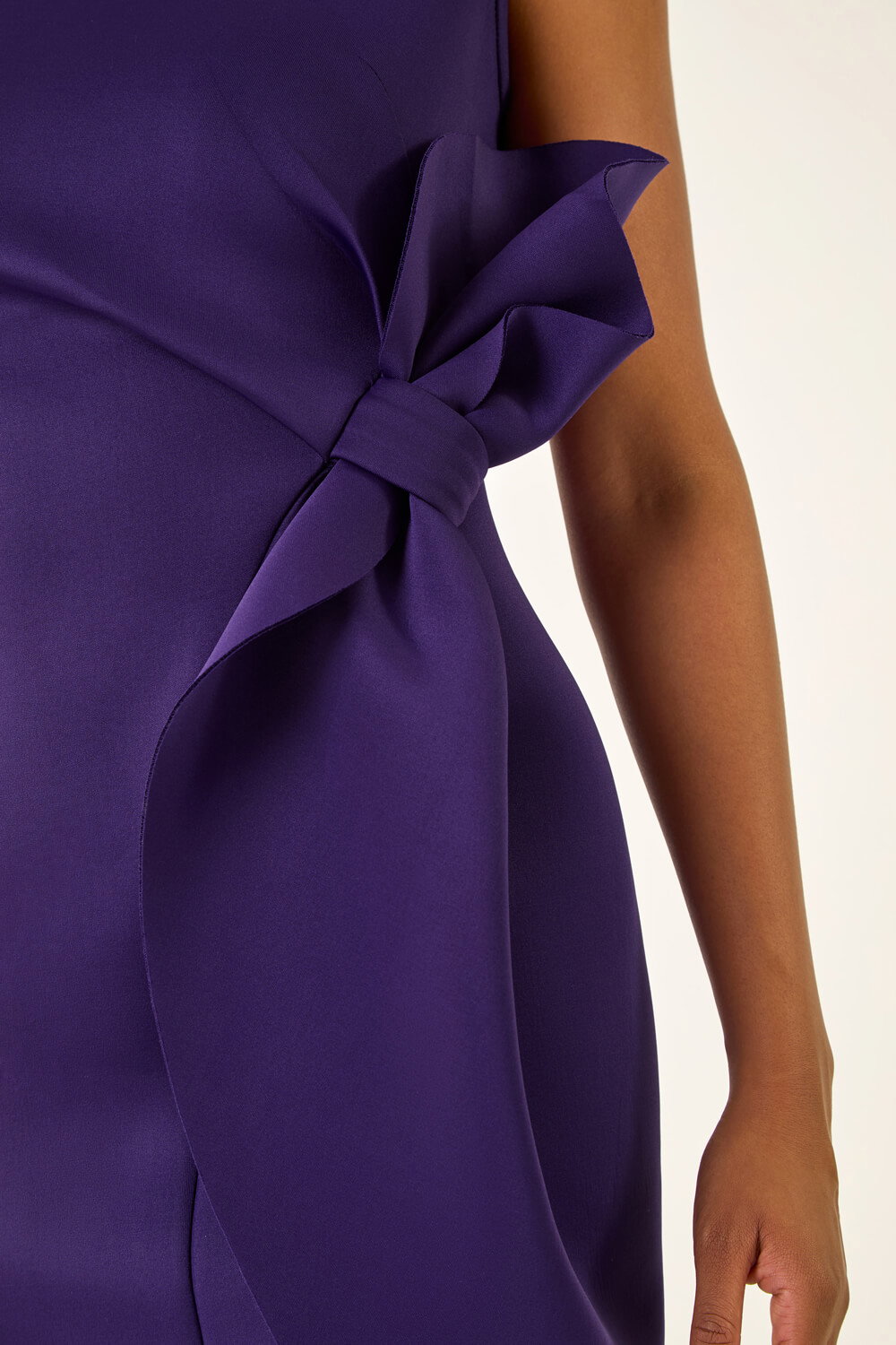 Purple Tie Waist Premium Stretch Dress | Roman UK