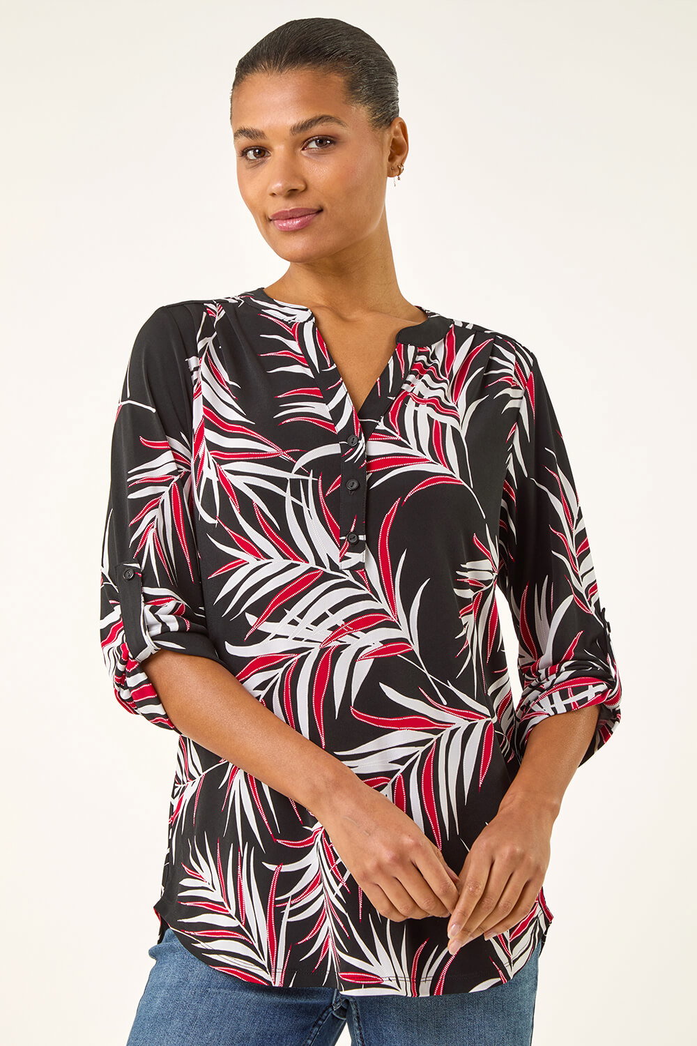Red Textured Leaf Puff Print Shirt | Roman UK