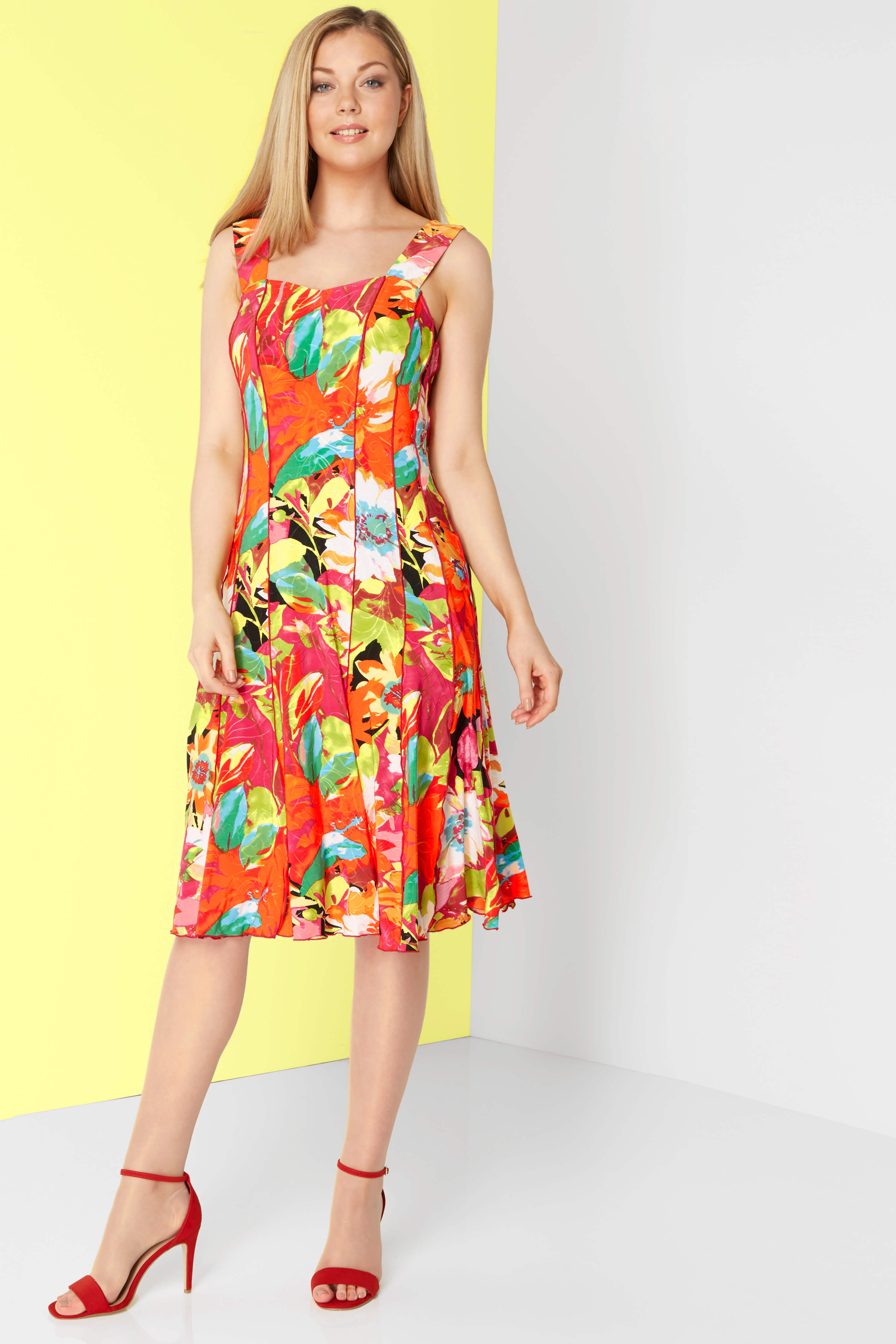 Floral Multi Panel Dress in Multi - Roman Originals UK