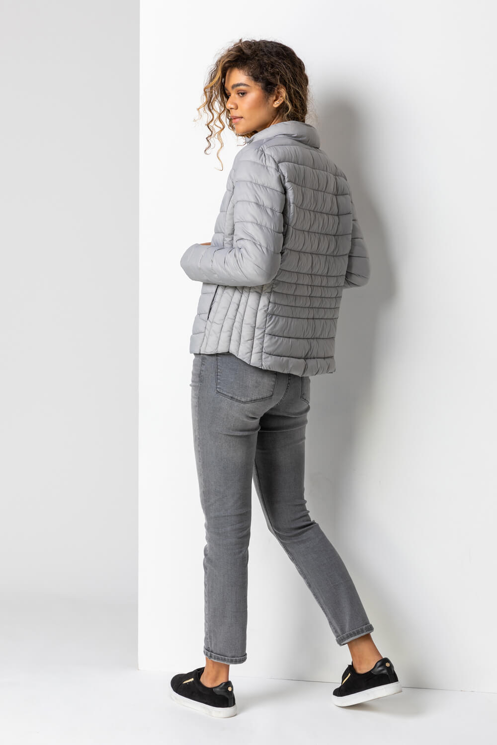 Lightweight Padded Coat in Light Grey - Roman Originals UK