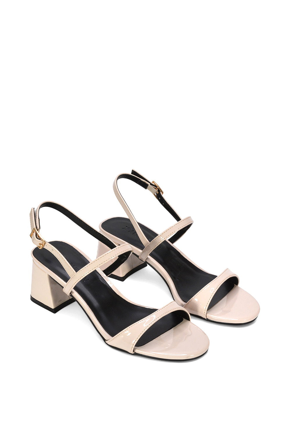 'Izzy' Strappy Slingback Peep Toe Mid Block Heel Sandals