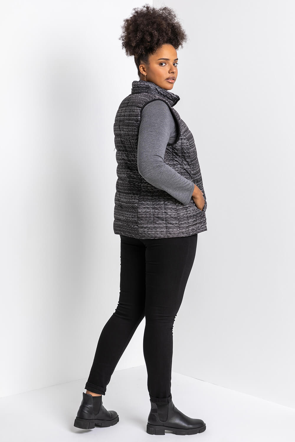 Curve Padded Gilet Jacket in Charcoal - Roman Originals UK