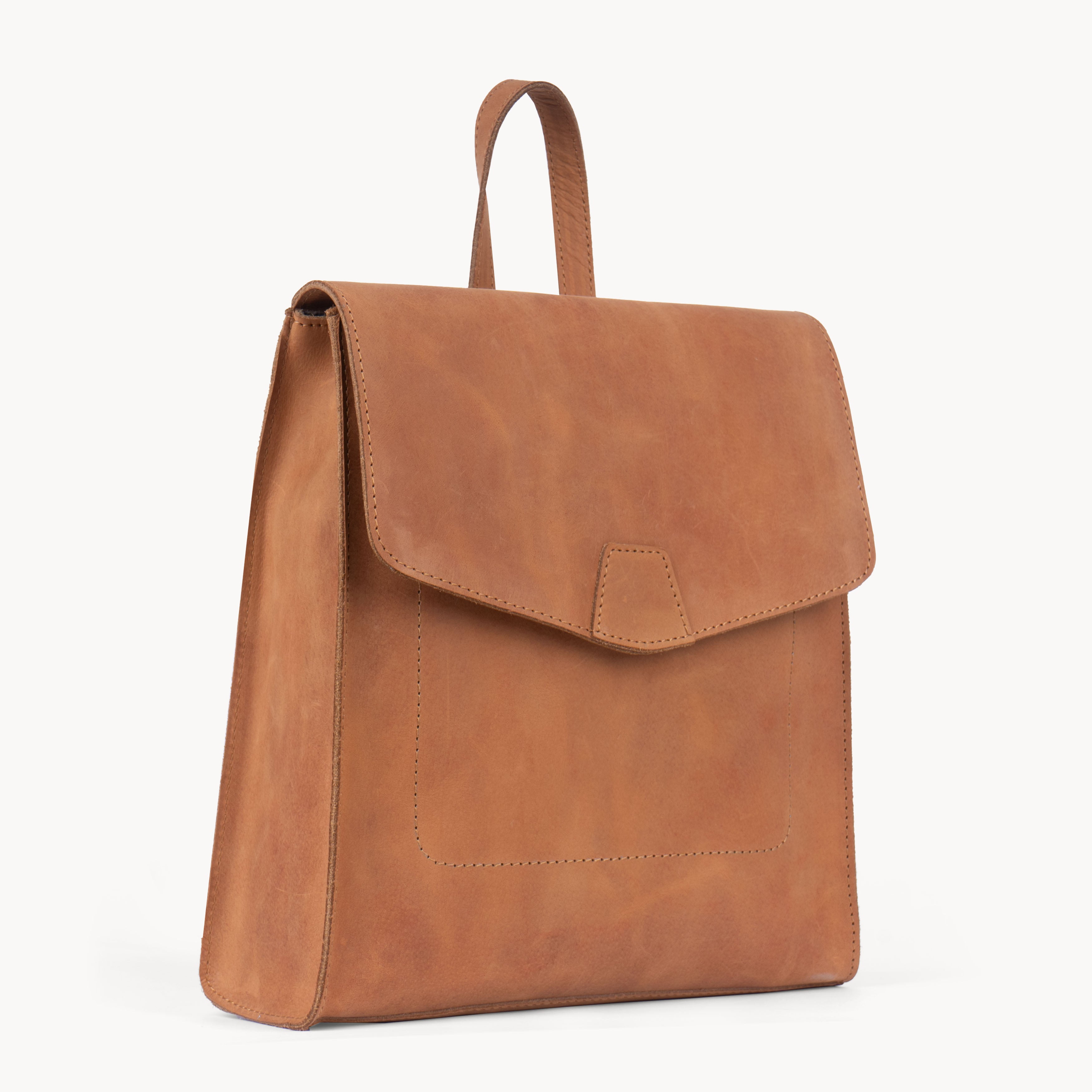 'MARGARET' Distressed Vintage Real Leather Flap Over Backpack