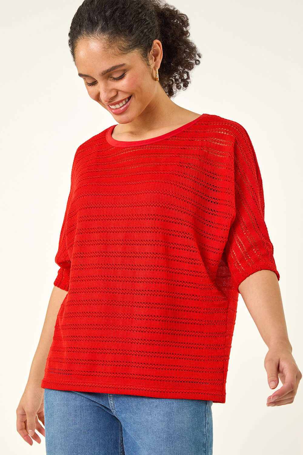 Dark Orange Textured Snit Top | Roman UK
