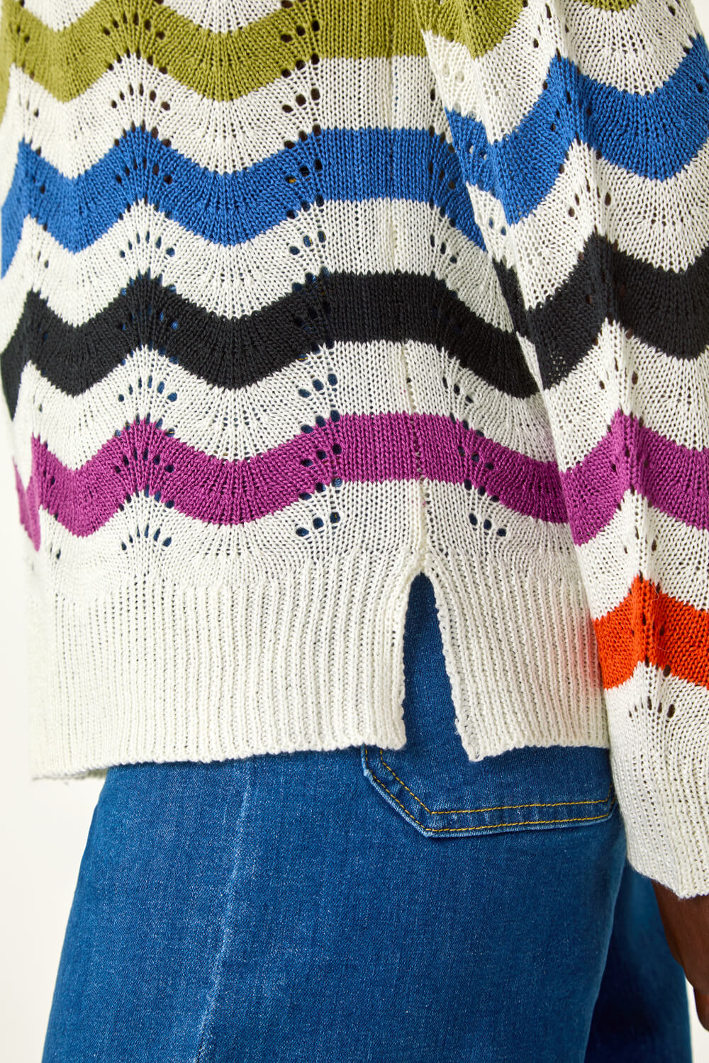 Multi Striped Wave Knit Jumper | Roman UK