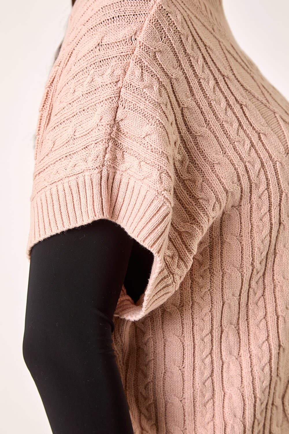 Rose Cable Knit High Neck Vest | Roman UK