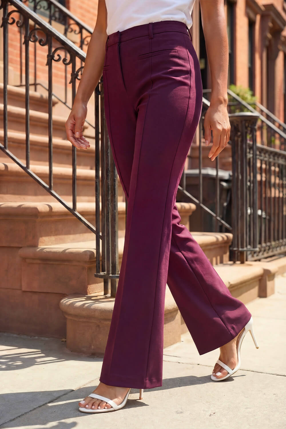 Wine Jet Pocket Bootleg Trousers | Roman UK