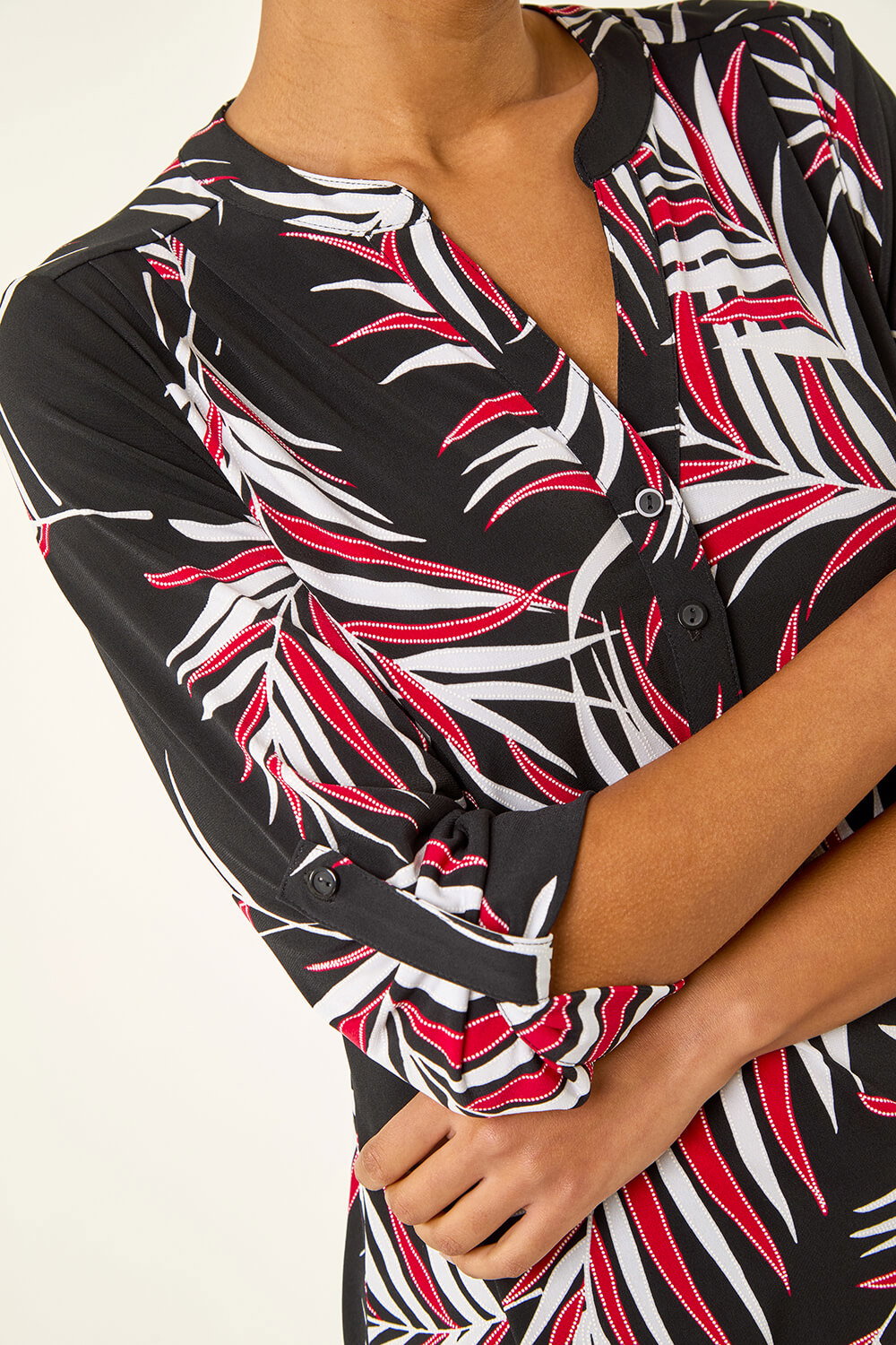 Red Textured Leaf Puff Print Shirt | Roman UK