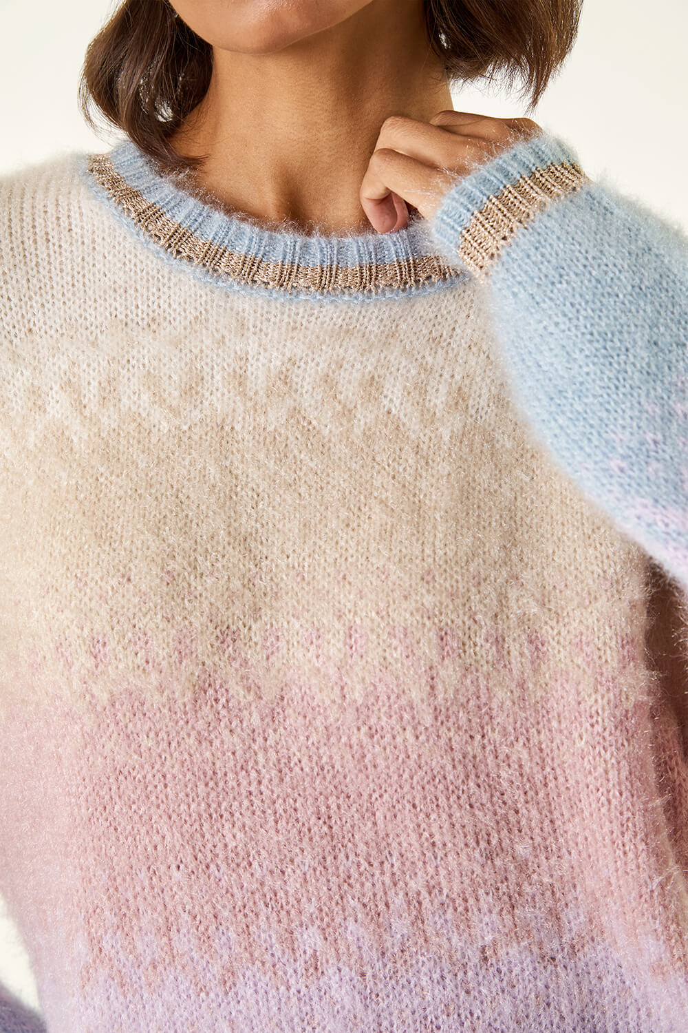 Neutral Ombre Tinsel Knit Jumper | Roman UK