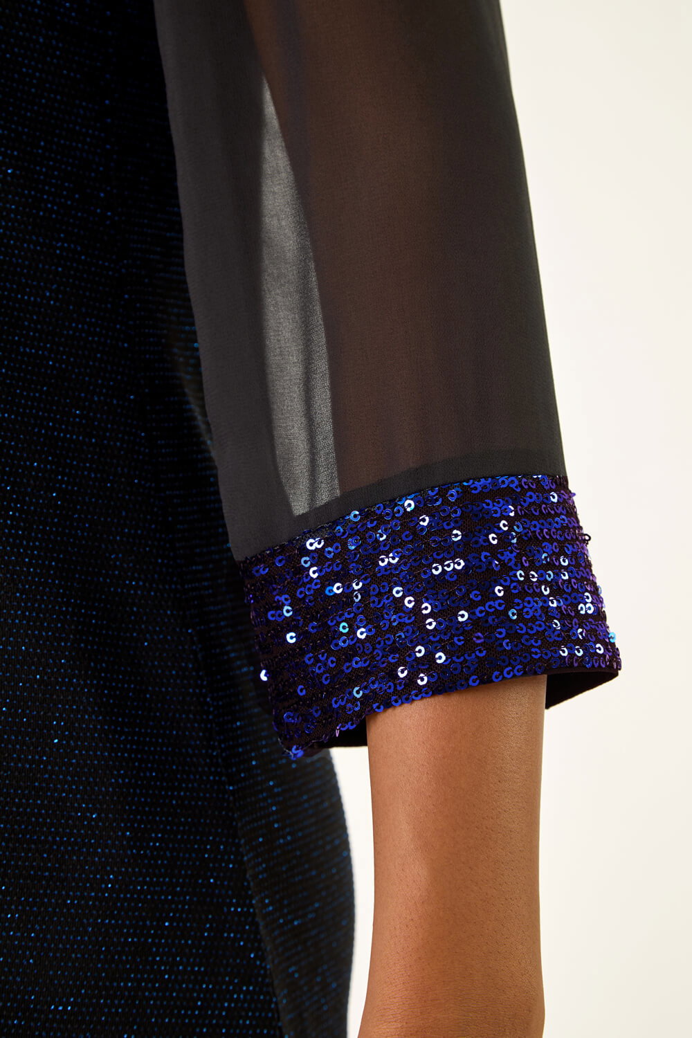 Royal Blue Shimmer Sequin Cuff Top | Roman UK
