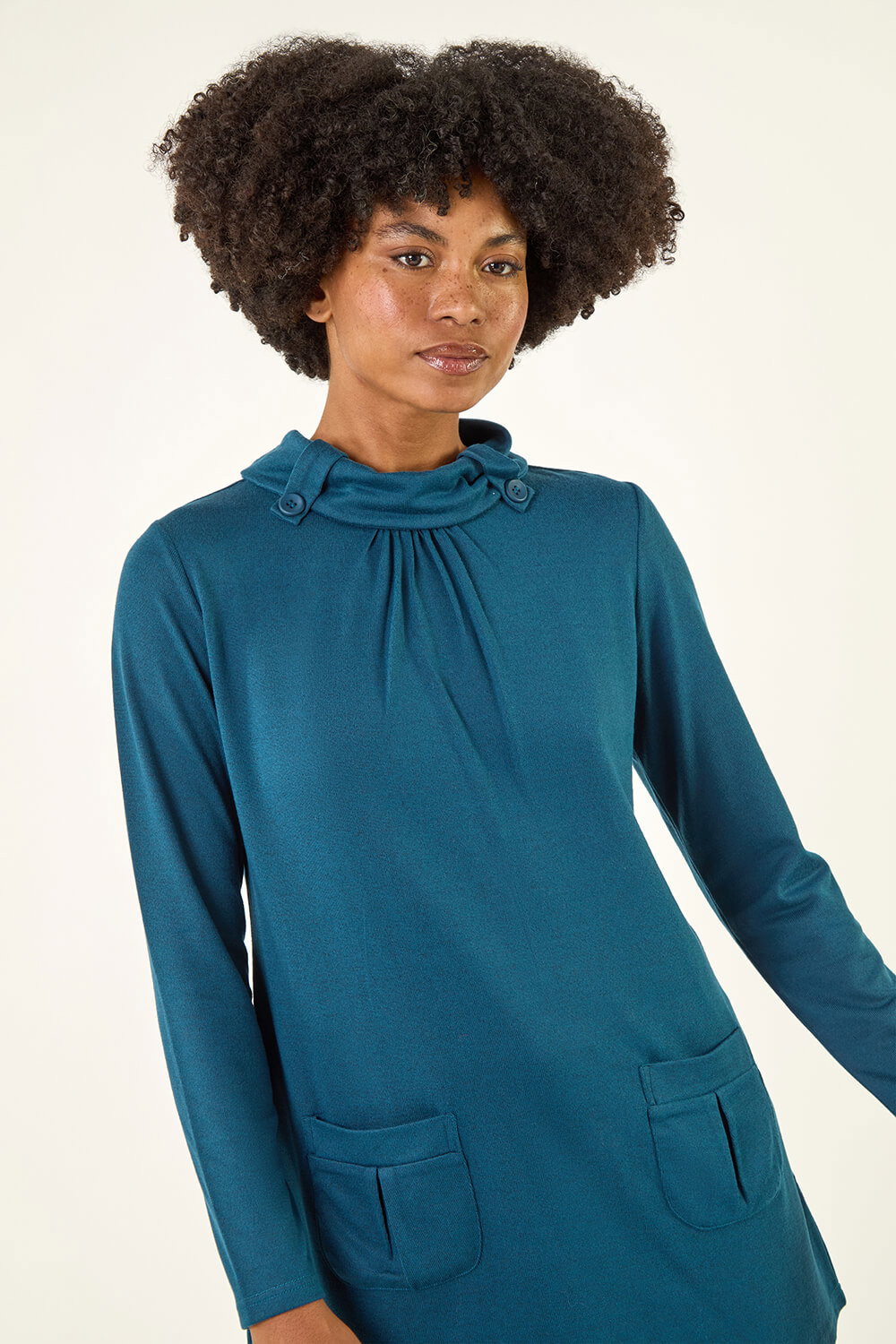 Teal Snit Pocket Tunic Top | Roman UK