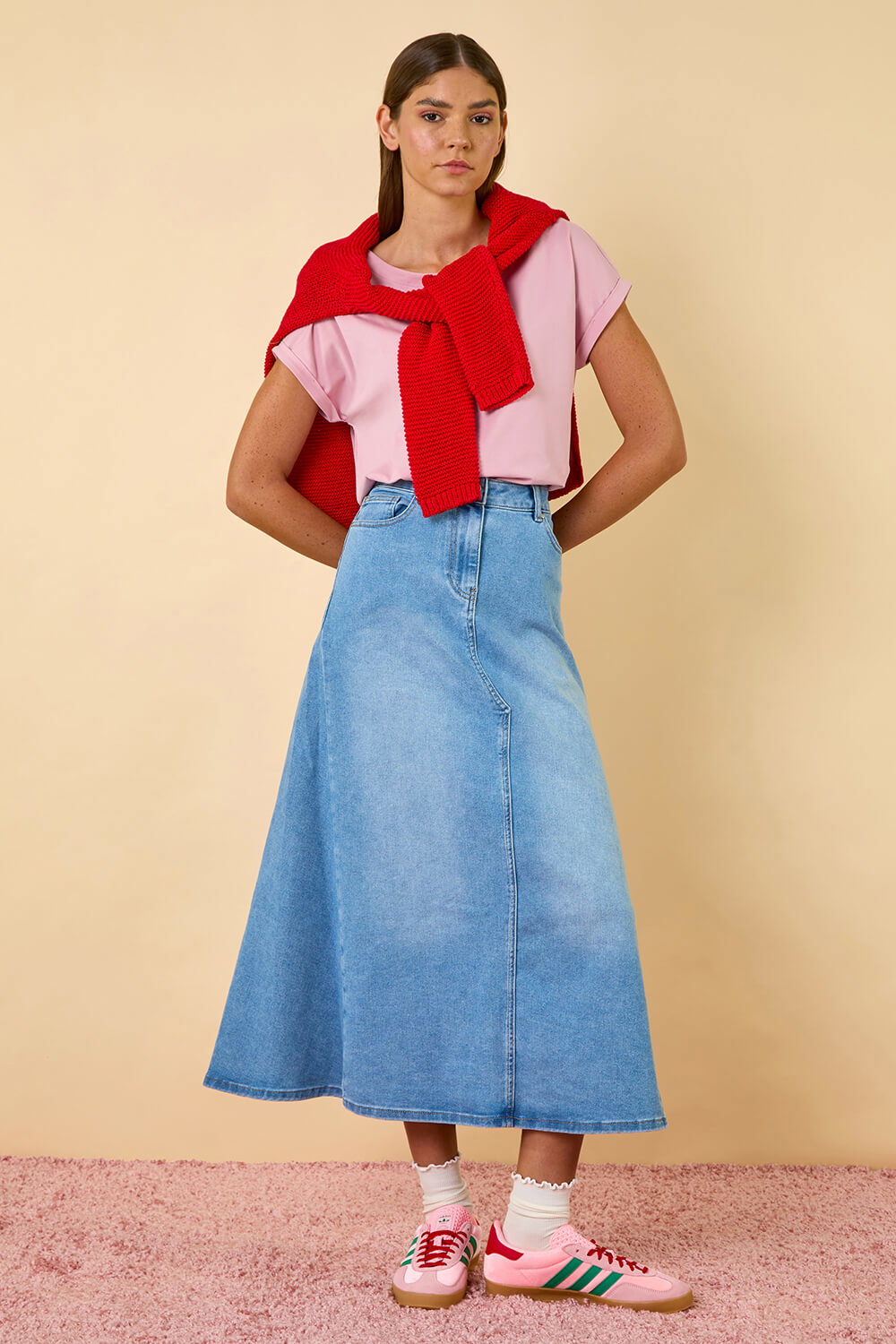 Red Textured Tape Yarn Knit Jumper | Roman UK