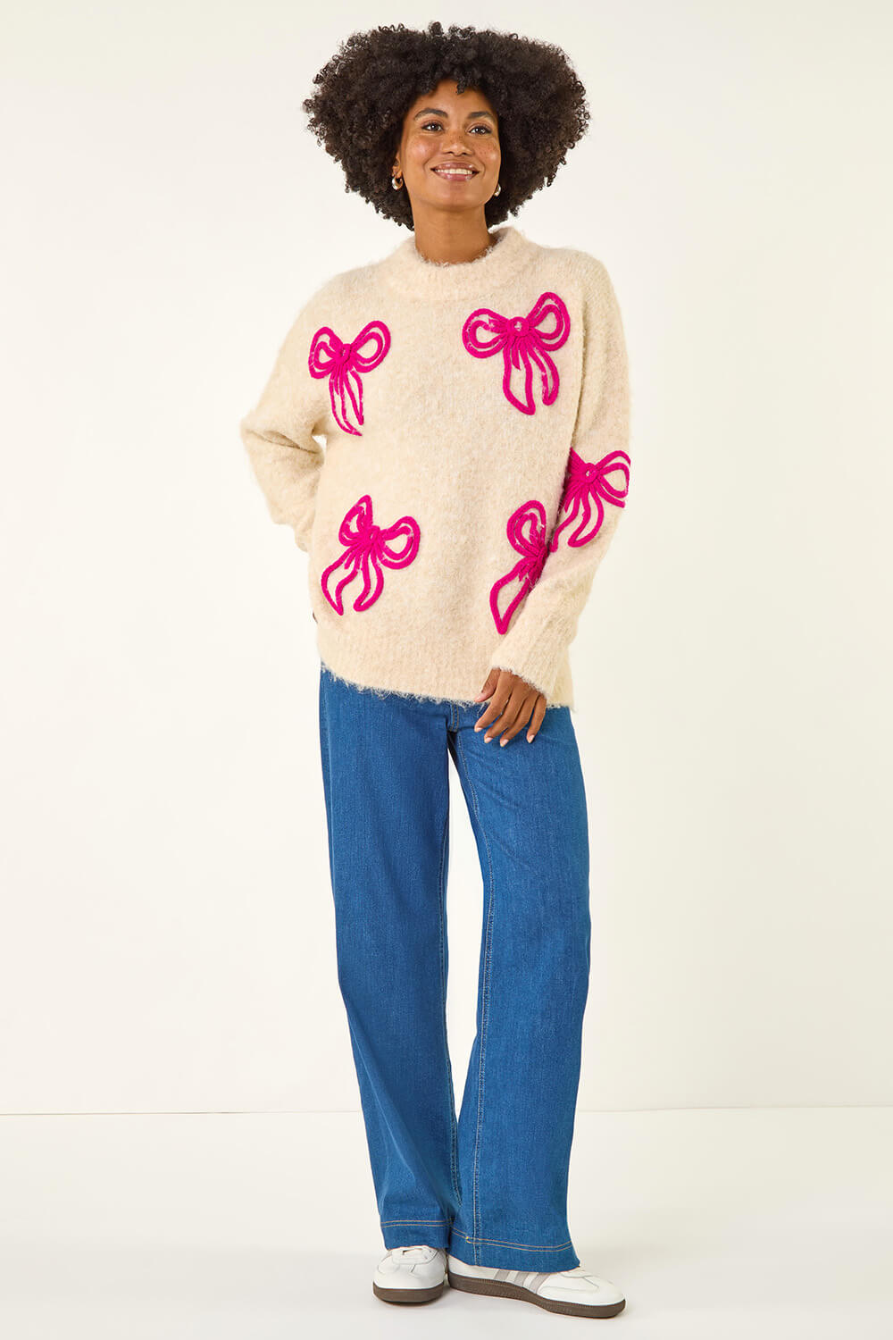 Ivory Soft Bow Knit Jumper | Roman UK