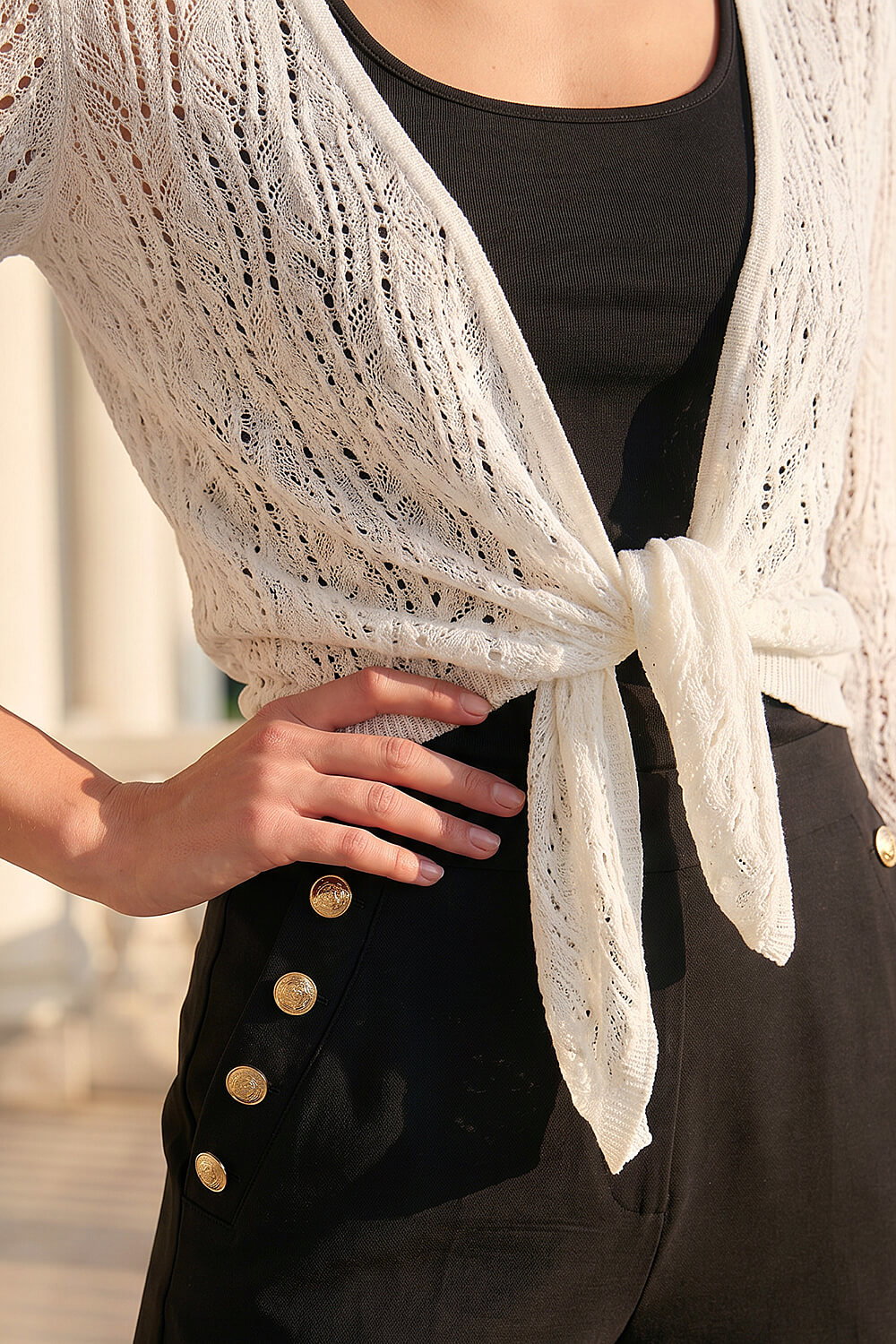 Ivory Light Weight Stitch Shrug | Roman UK