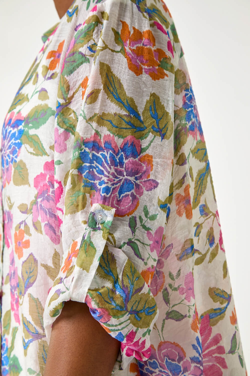 Pink Floral Print Longline Blouse | Roman UK