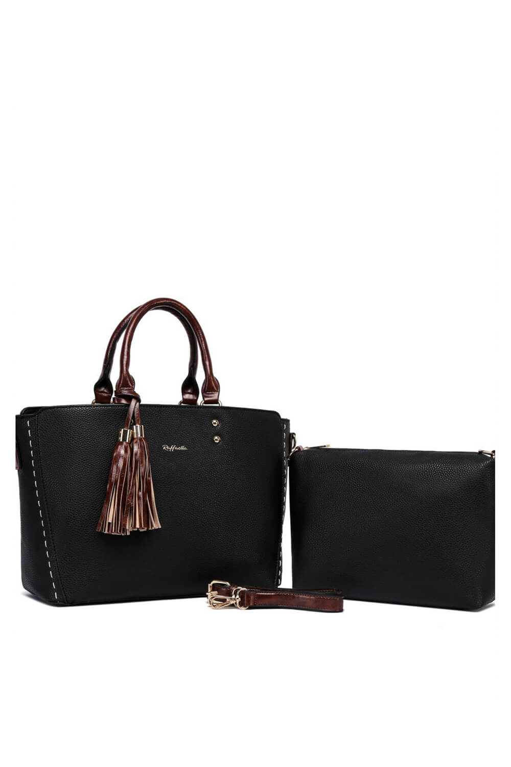 Black Twin Handle Shoulder Bag | Roman UK
