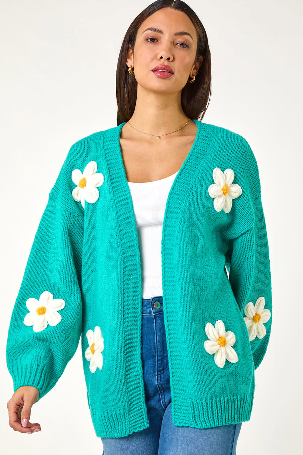 Green Dusk Daisy Knit Cardigan | Dusk UK