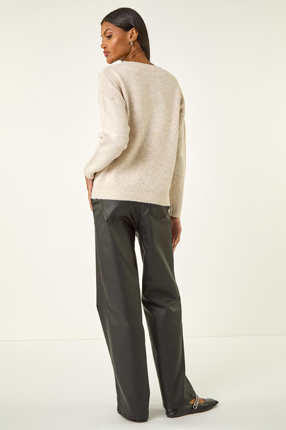 Ivory Sparkly Poka Dot Knit Jumper | Roman UK