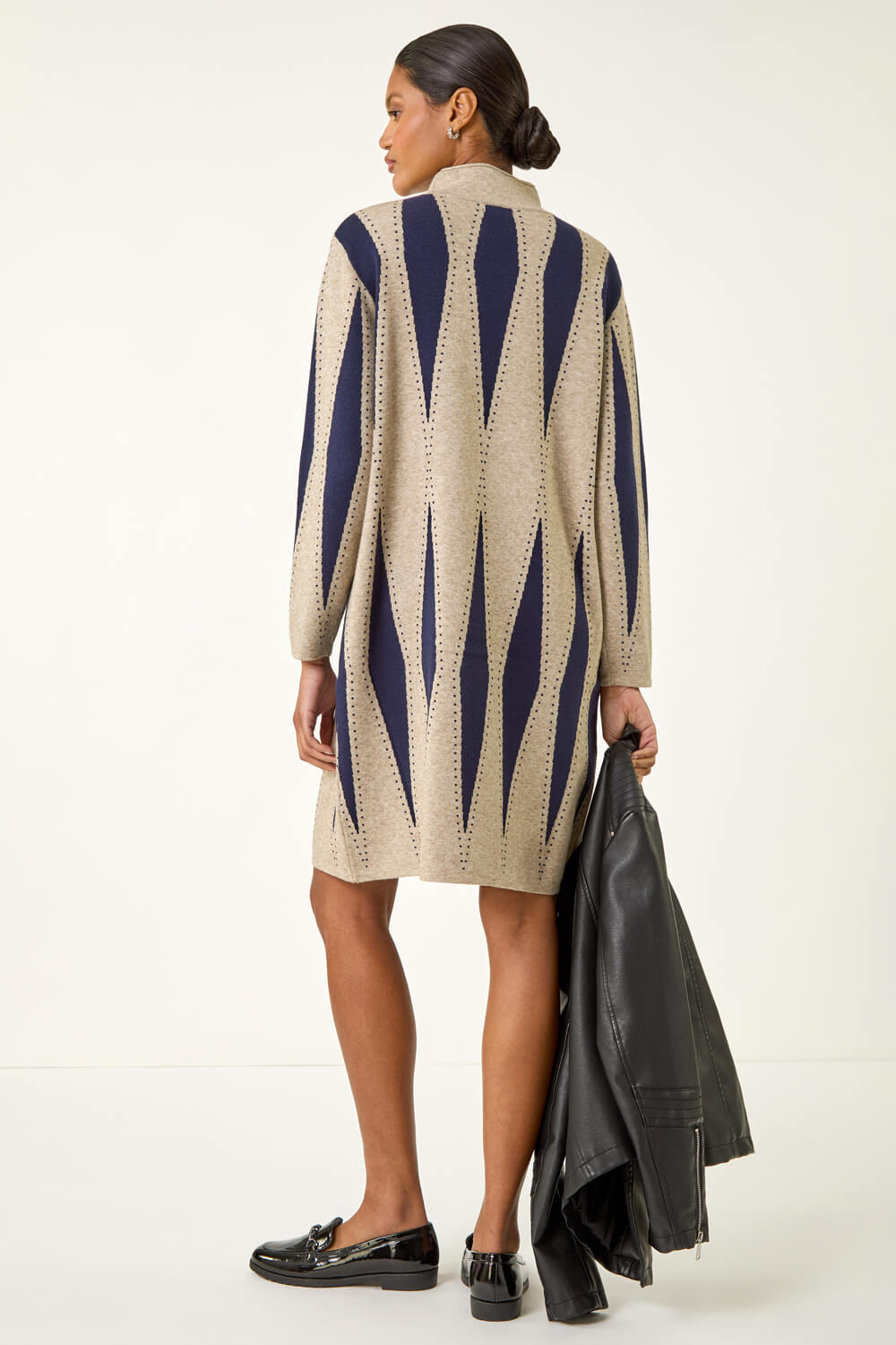 Navy Abstract Knit Jumper Dress | Roman UK
