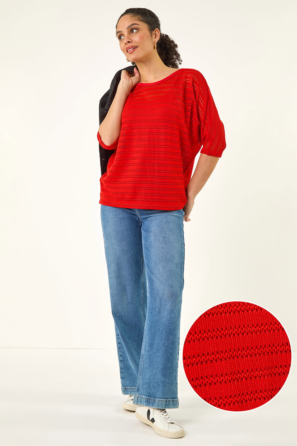 Dark Orange Textured Snit Top | Roman UK