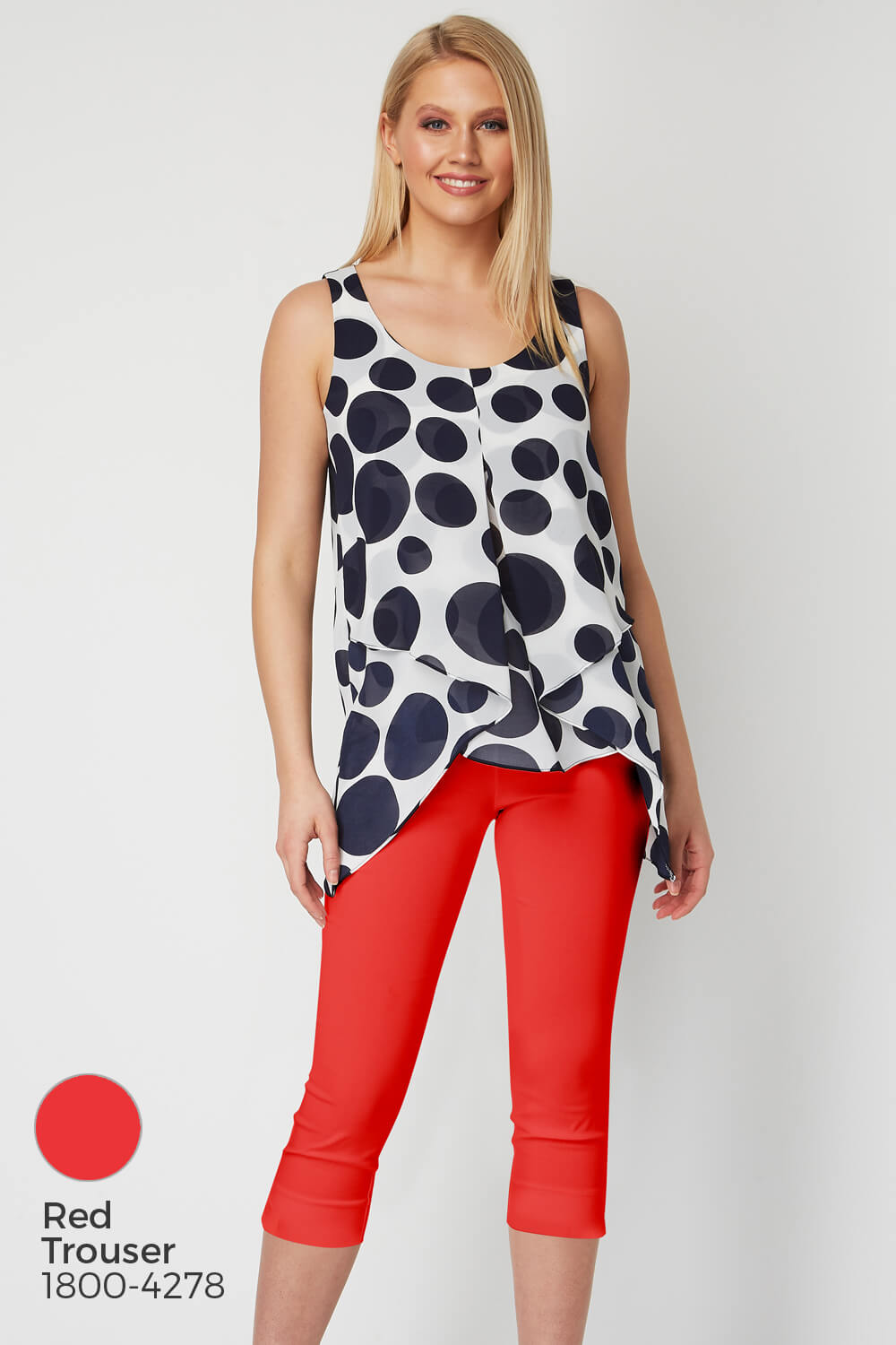 Spot Print Asymmetric Top in Navy - Roman Originals UK