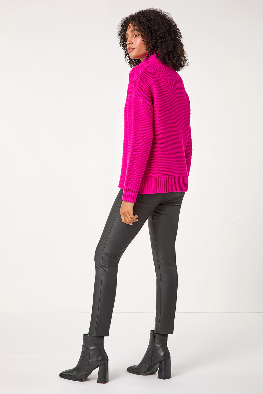 Cerise Textured Cowl Neck Jumper | Roman UK