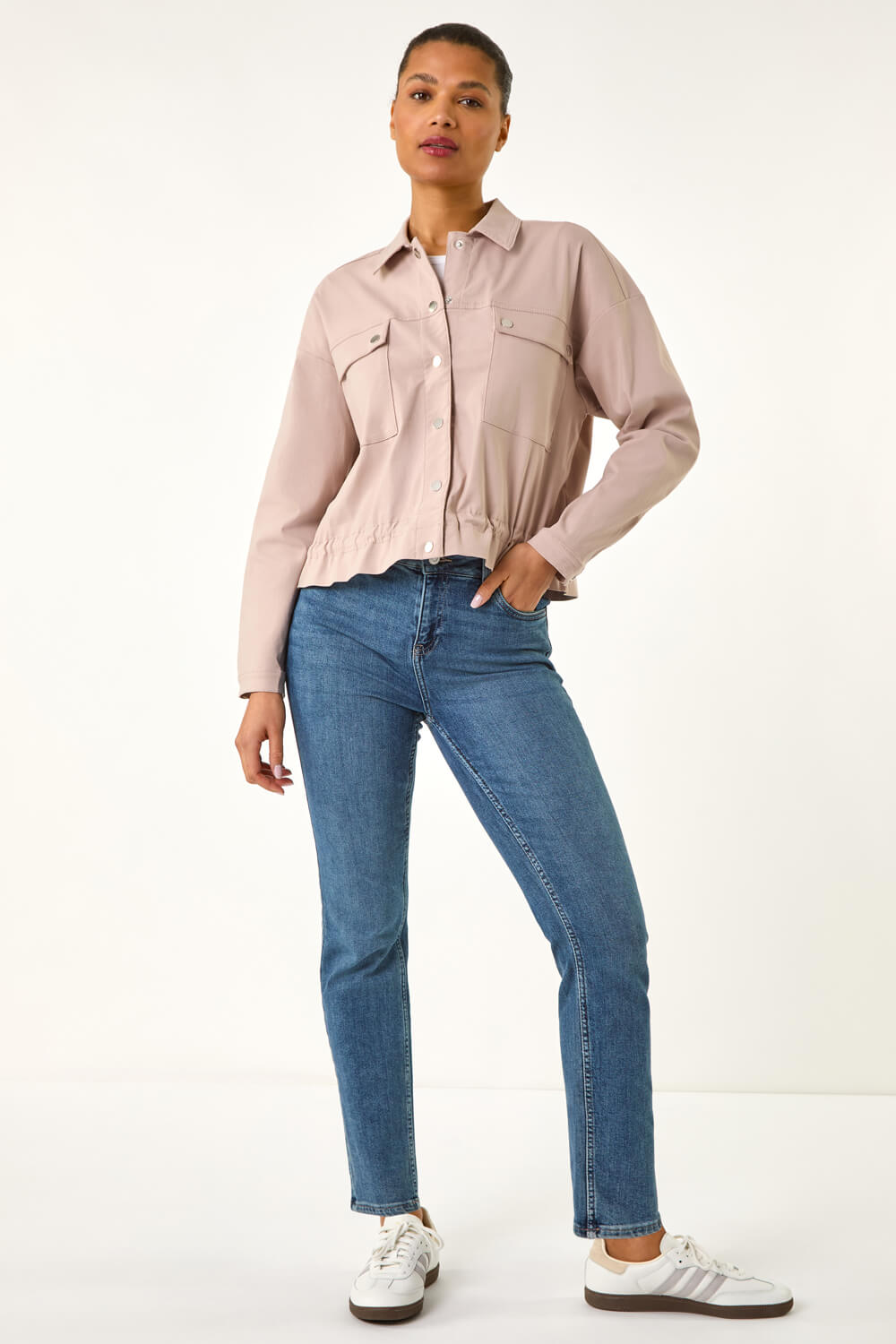 Stone Utility Collared Pocket Jacket | Roman UK