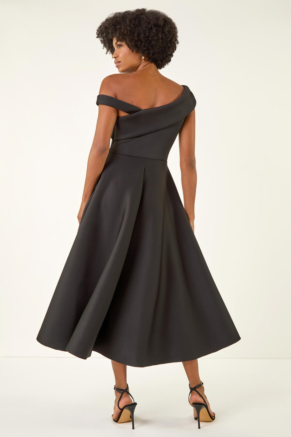 Black Corsage Premium Stretch Midi Dress | Roman UK