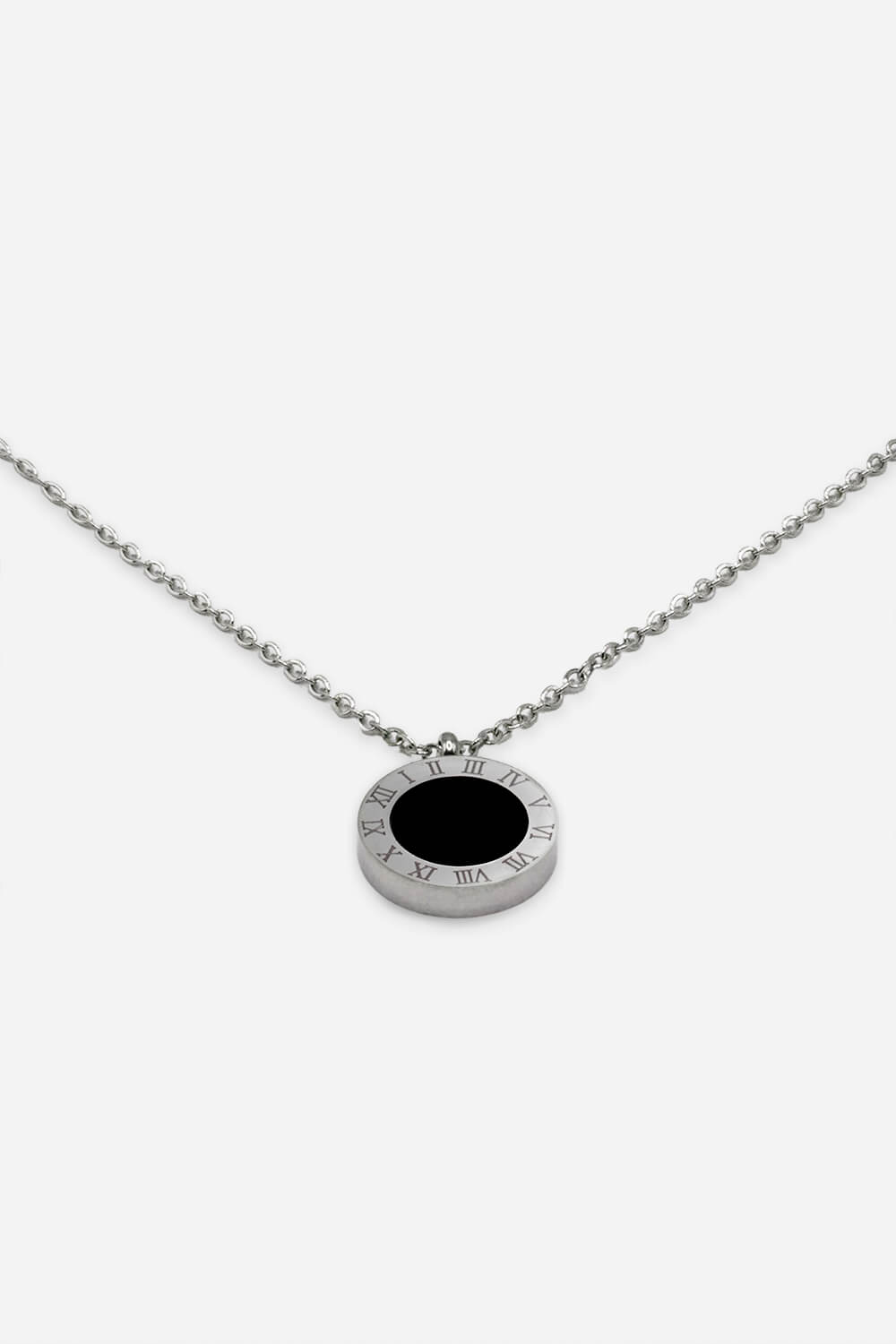 Stainless Steel Reversible Clock Pendant in Silver - Roman Originals UK
