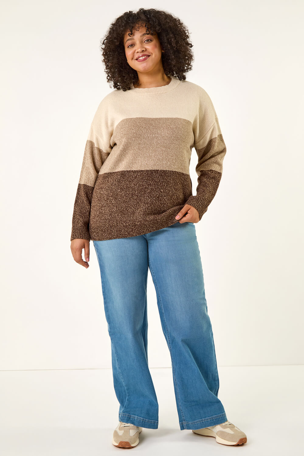 Stone Curve Ombre Stripe Knit Jumper | Roman UK