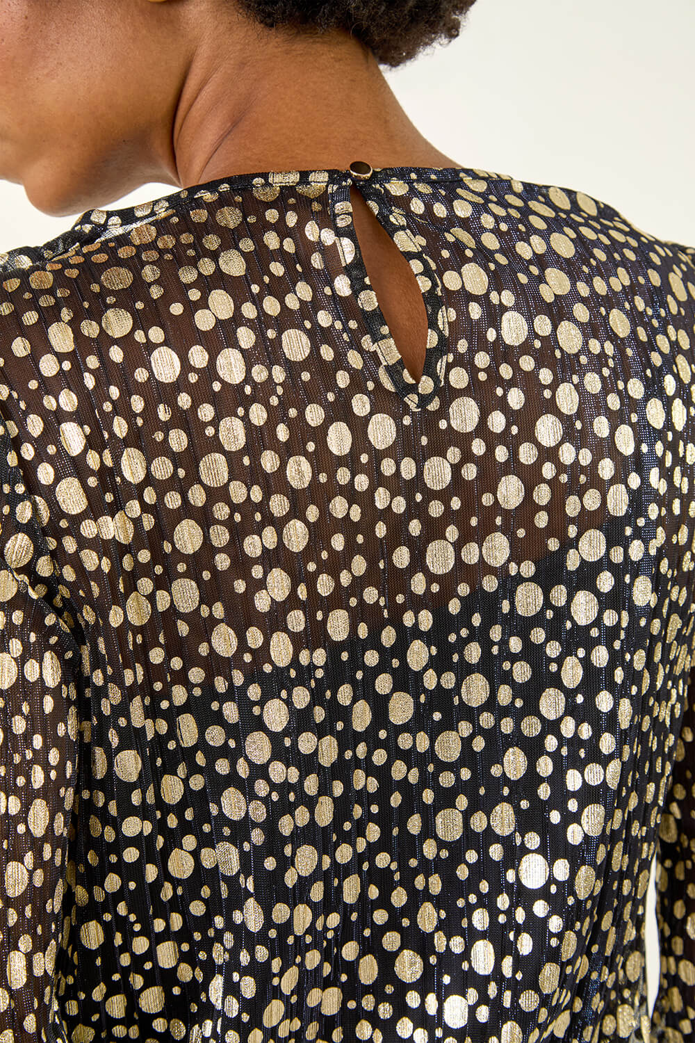 Gold Spot Print Plisse Shirred Top | Roman UK