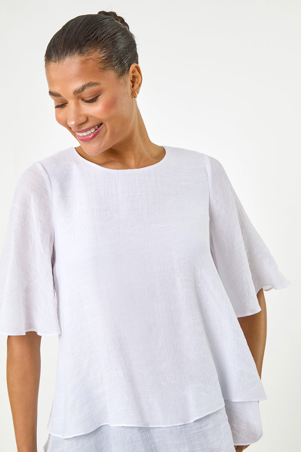 Ivory Double Layered Tunic Top | Roman UK