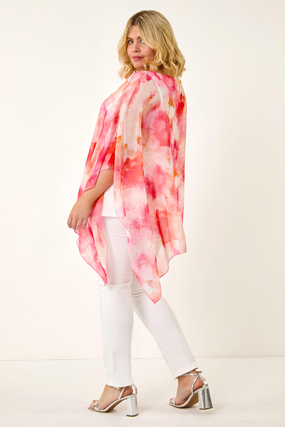 Pink Curve Watercolour Print Overlay Top | Roman UK