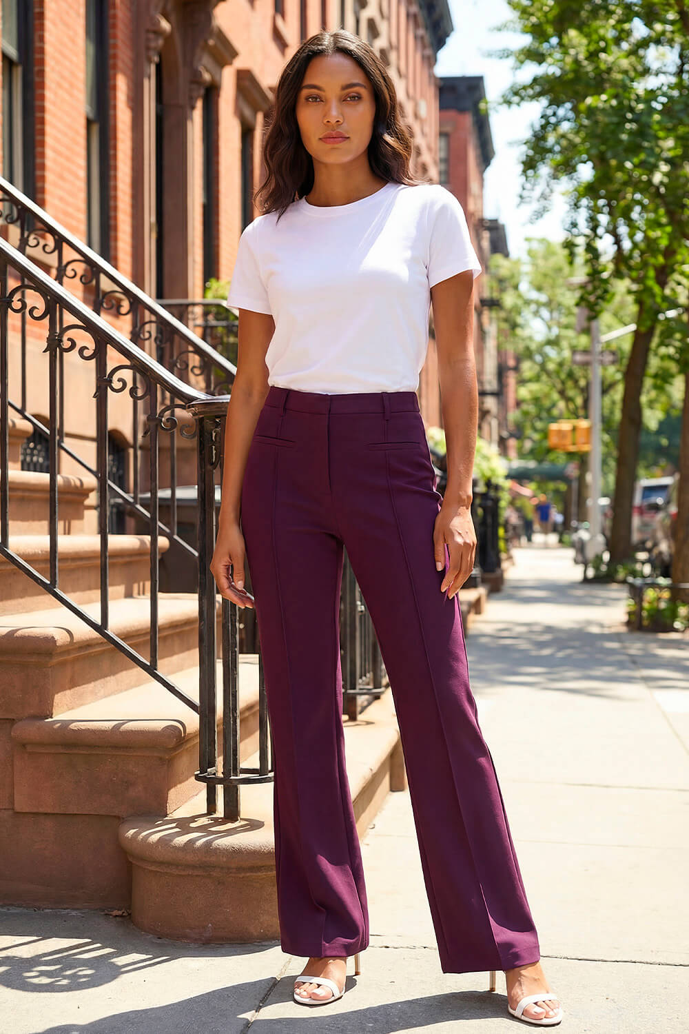 Wine Jet Pocket Bootleg Trousers | Roman UK