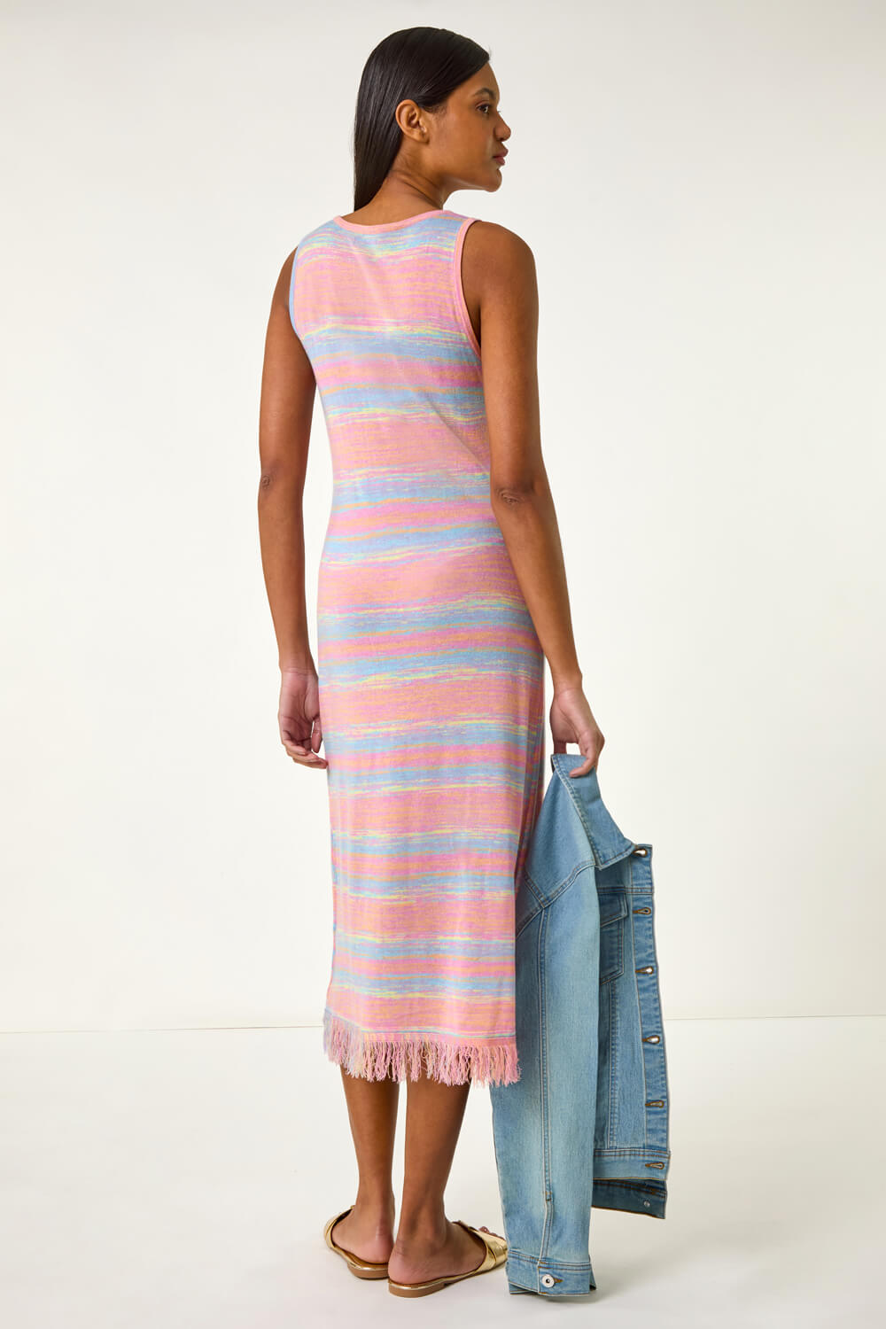 Pink Space Dye Knitted Midi Dress | Roman UK