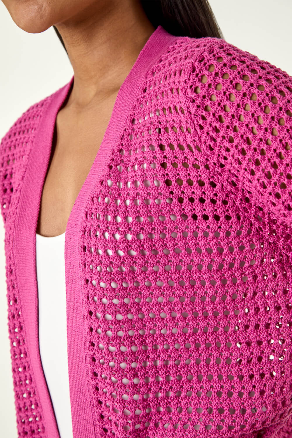 Pink Open Knit Cardigan | Roman UK