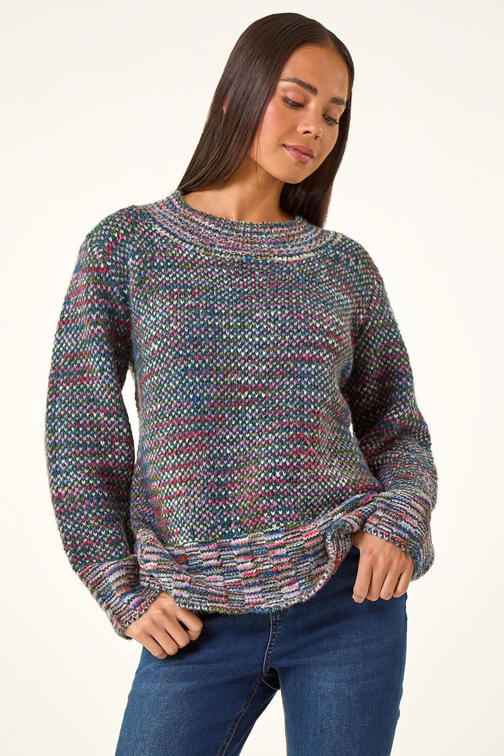 Multi Petite Contrast Knitted Jumper | Petite UK