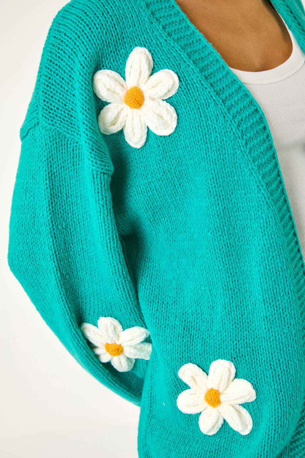Green Dusk Daisy Knit Cardigan | Roman UK