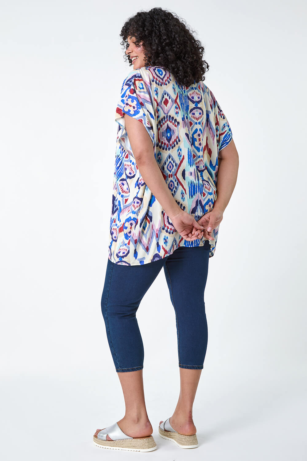 Purple Curve Aztec Print Pleat Front Top | Roman UK
